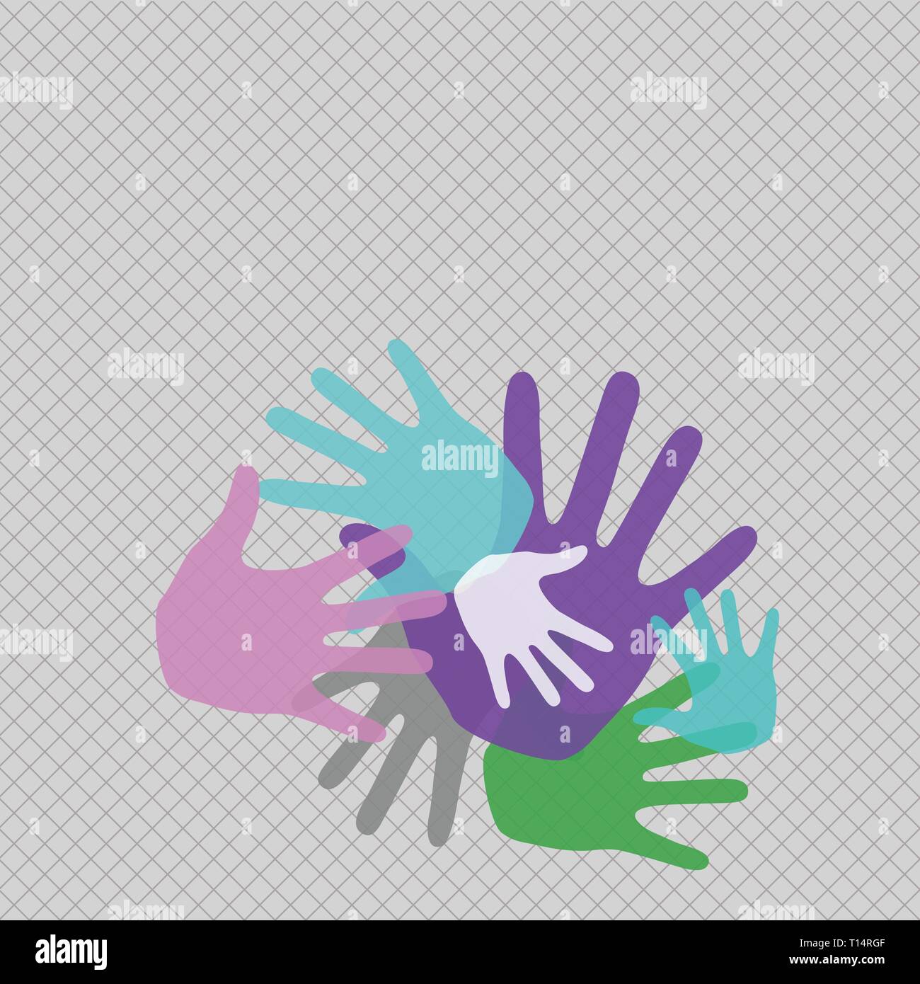 Color Hand Marks of Different Sizes Overlapping for Teamwork and ...