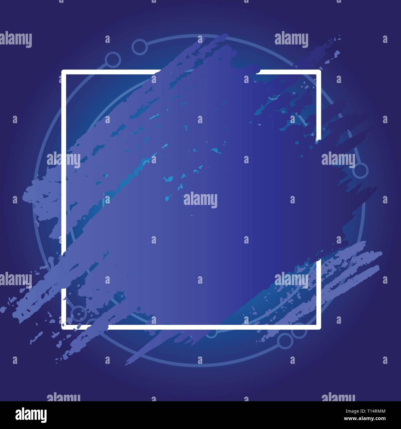 Blue Tone Paint Inside Square Line Frame. Textured Smudges with Blank ...