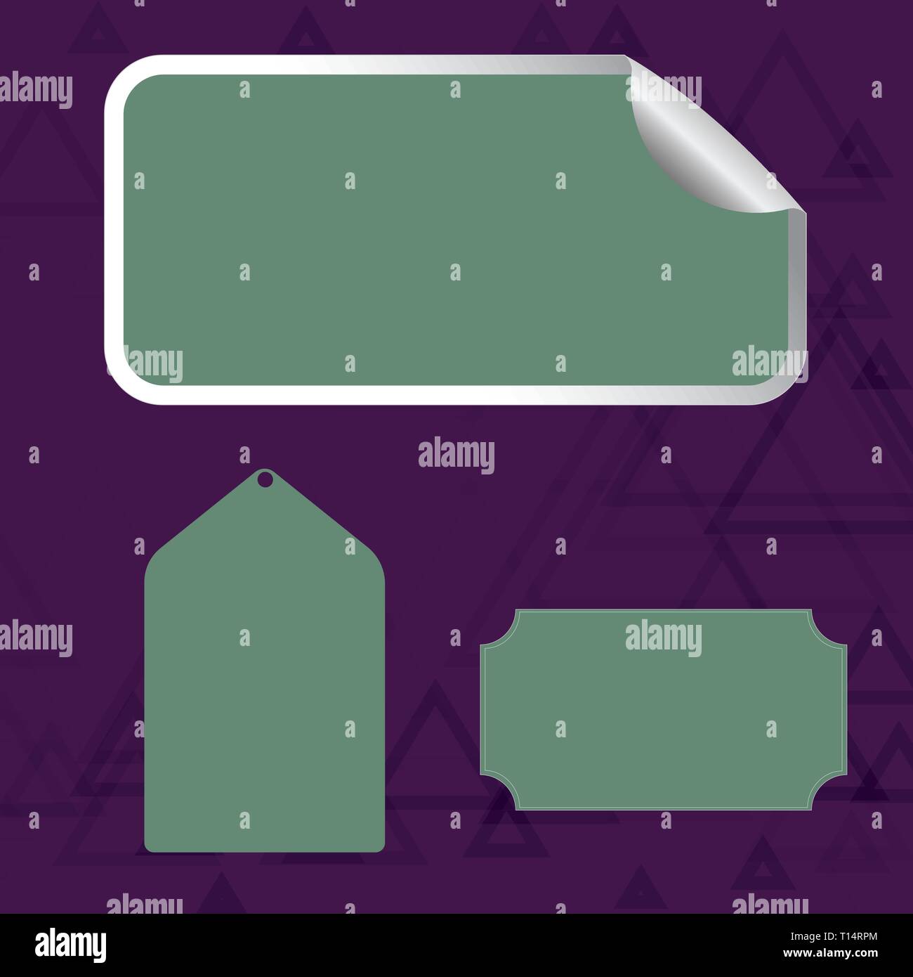 Blank Color Label, Self Adhesive Sticker with Border, Bended Corner and ...