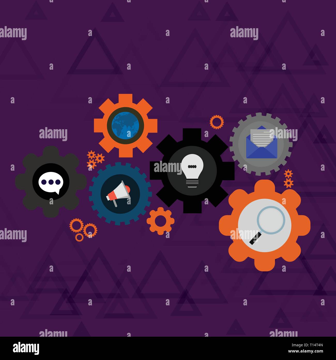 Set of Global Online Social Networking Icons Inside Colorful Cog Wheel ...