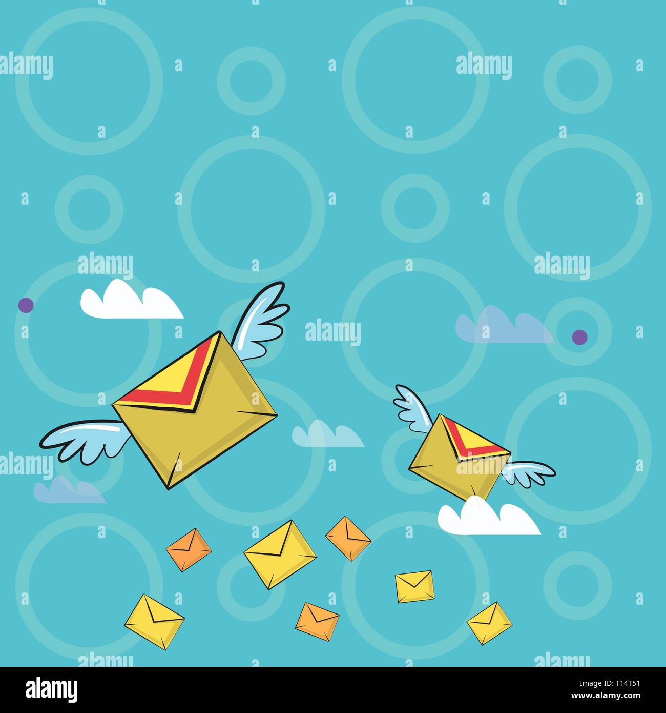 Many Colorful Airmail Flying Letter Envelopes and Two of Them with ...