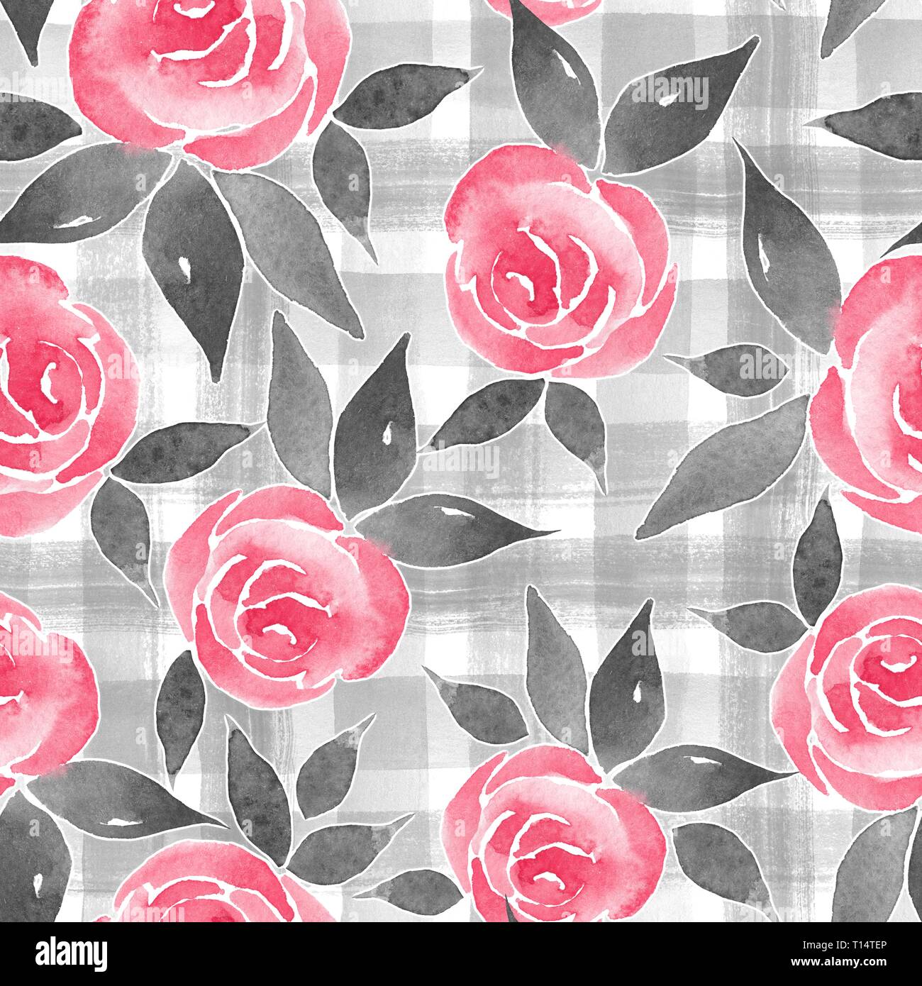 Watercolor seamless pattern with flowers Stock Photo - Alamy