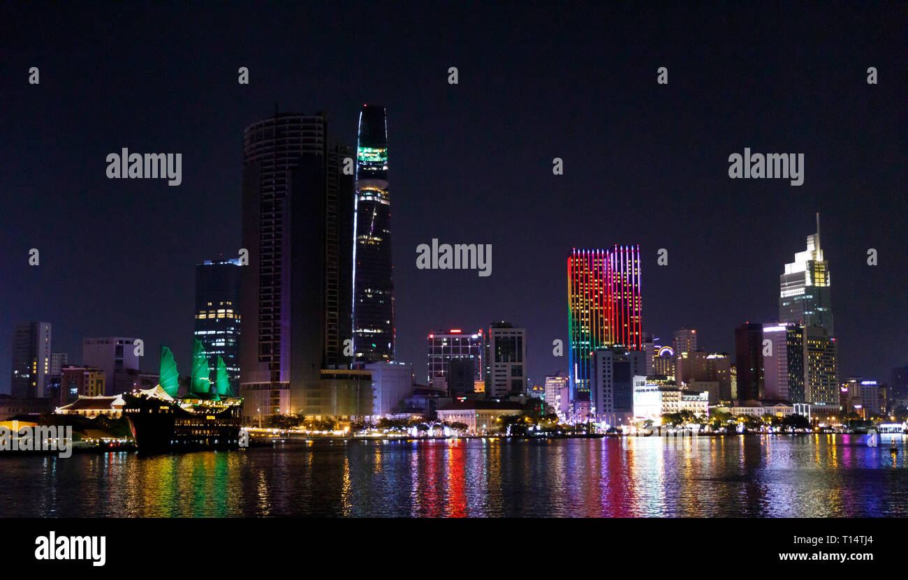 SAIGON, VIETNAM - FEBRUARY 23, 2018: Cityscape of Saigon with ...