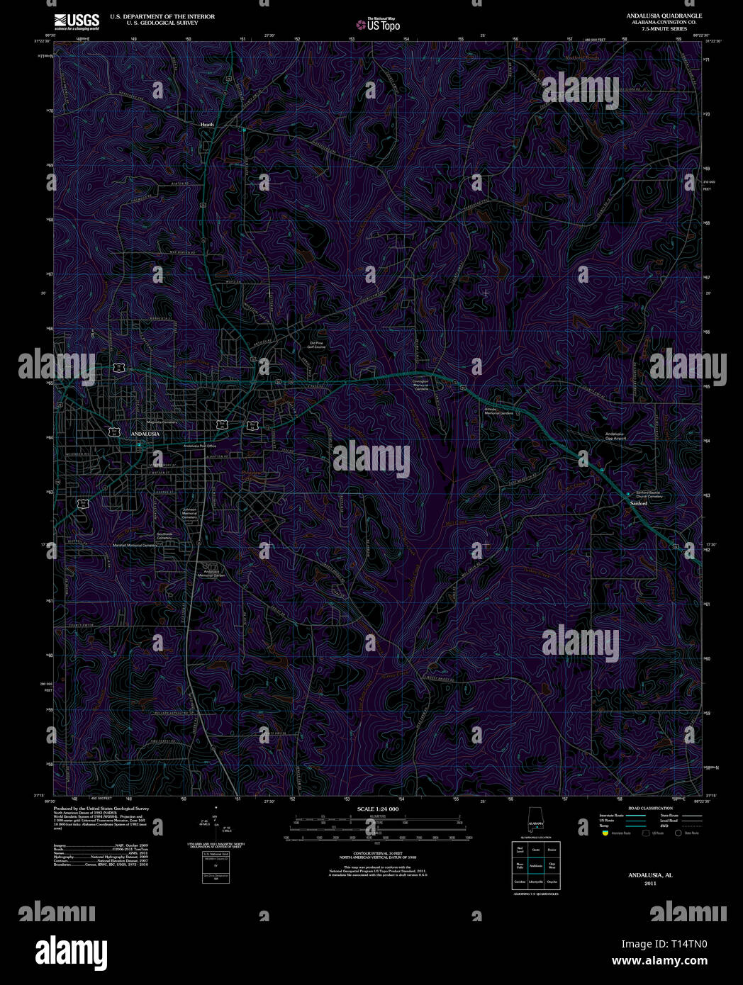 Andalusia alabama map hi-res stock photography and images - Alamy