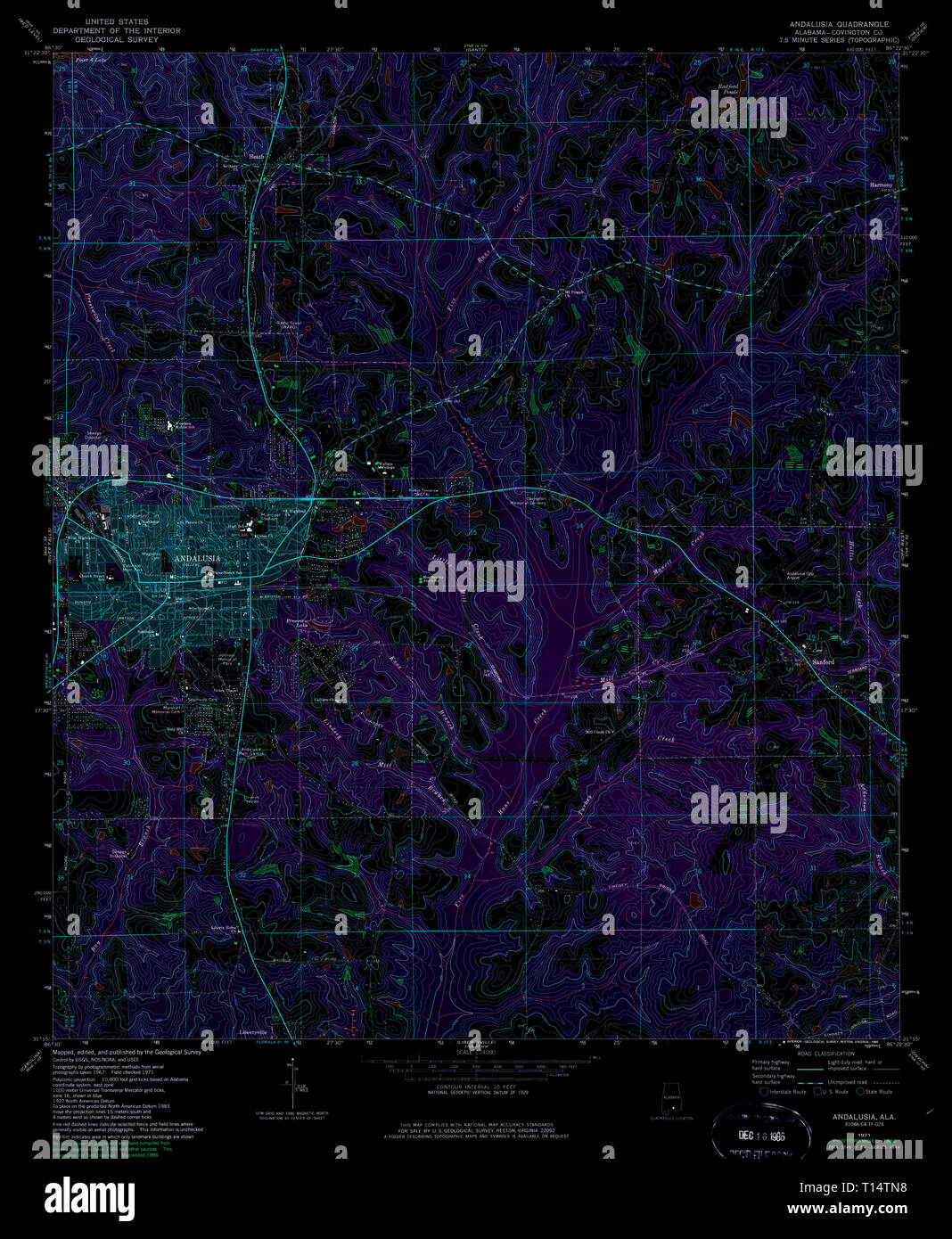 Andalusia alabama map hi-res stock photography and images - Alamy