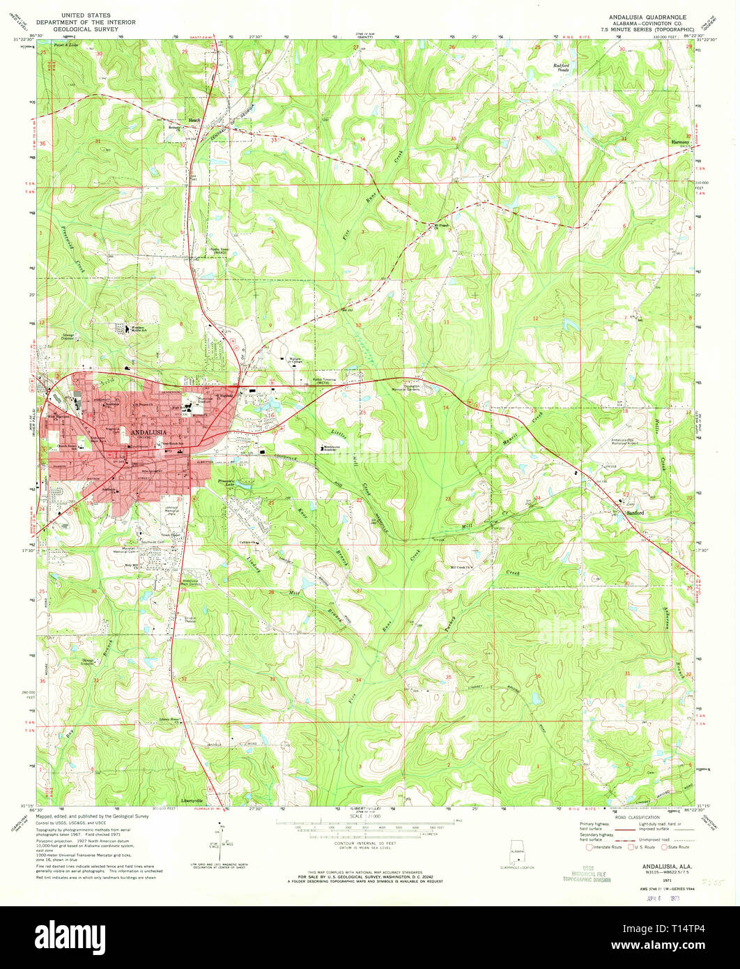 Andalusia alabama map hi-res stock photography and images - Alamy