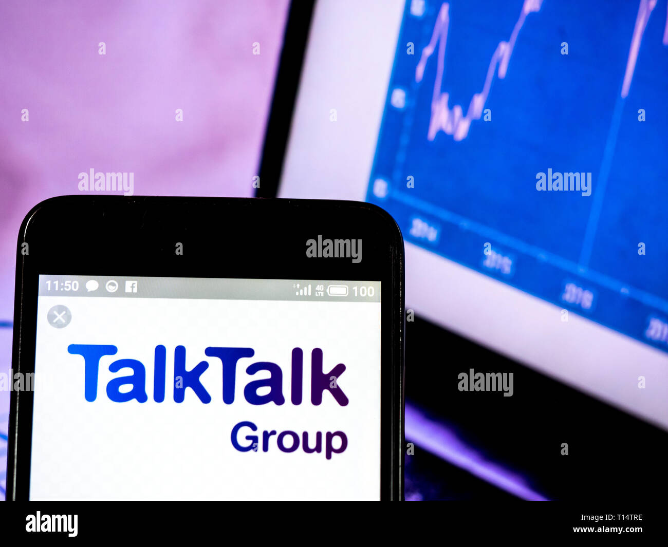 In this photo illustration a TalkTalk Telecom Group plc logo seen ...