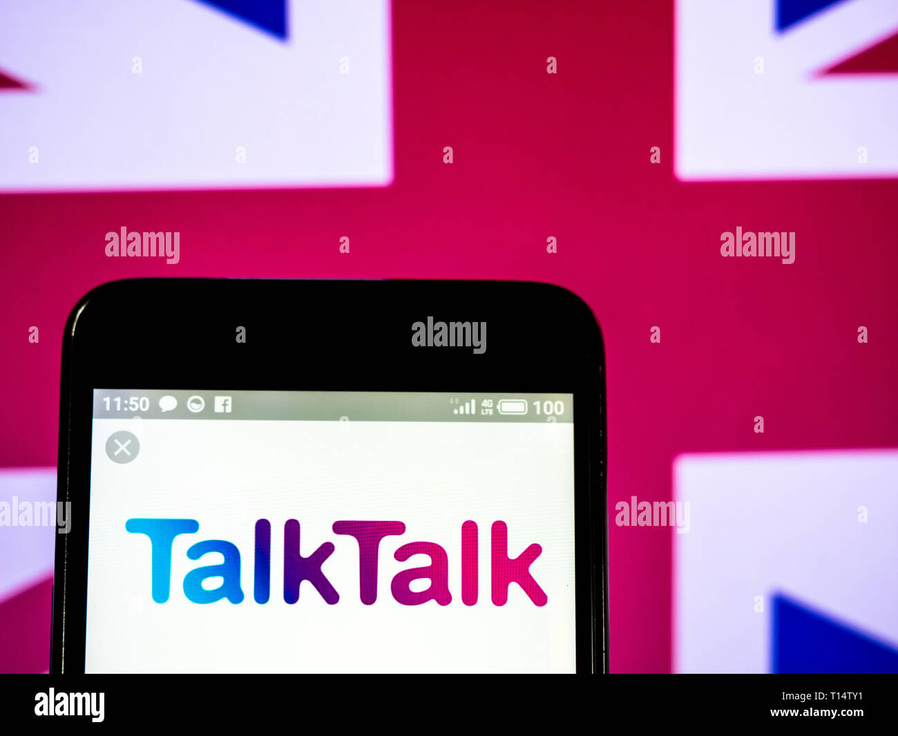In this photo illustration a TalkTalk Telecom Group plc logo seen ...