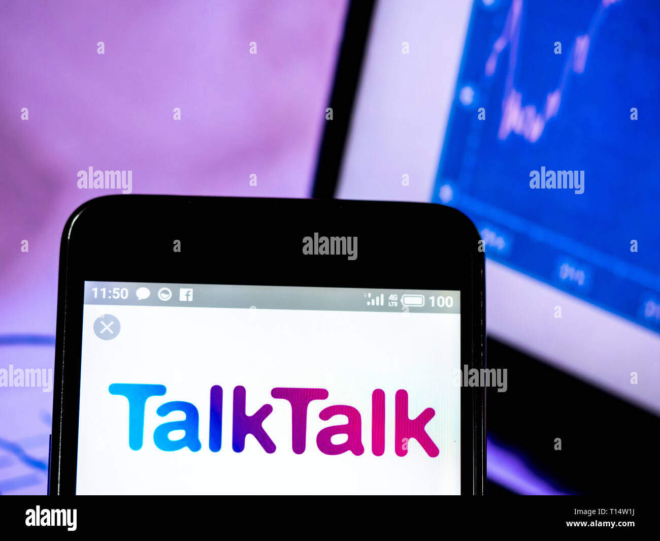 In this photo illustration a TalkTalk Telecom Group plc logo seen ...