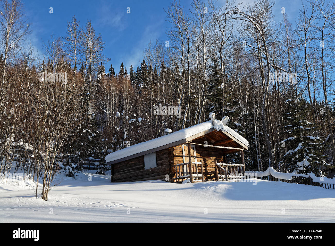 DAWSON CITY, YUKON, CANADA, March 10, 2019 : Poet Robert Service Cabin ...
