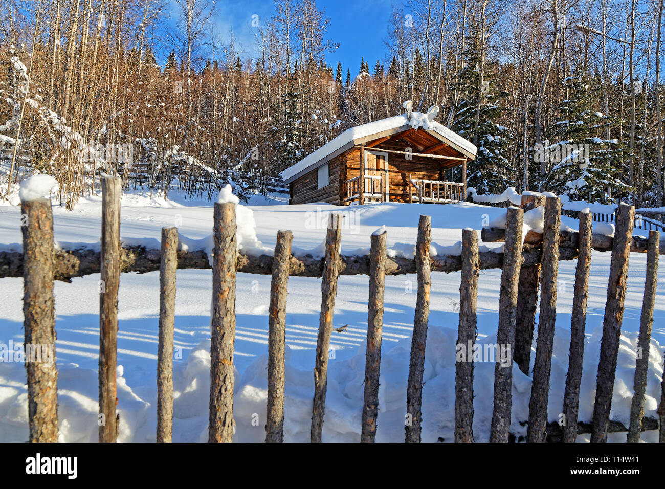 DAWSON CITY, YUKON, CANADA, March 10, 2019 : Poet Robert Service Cabin ...