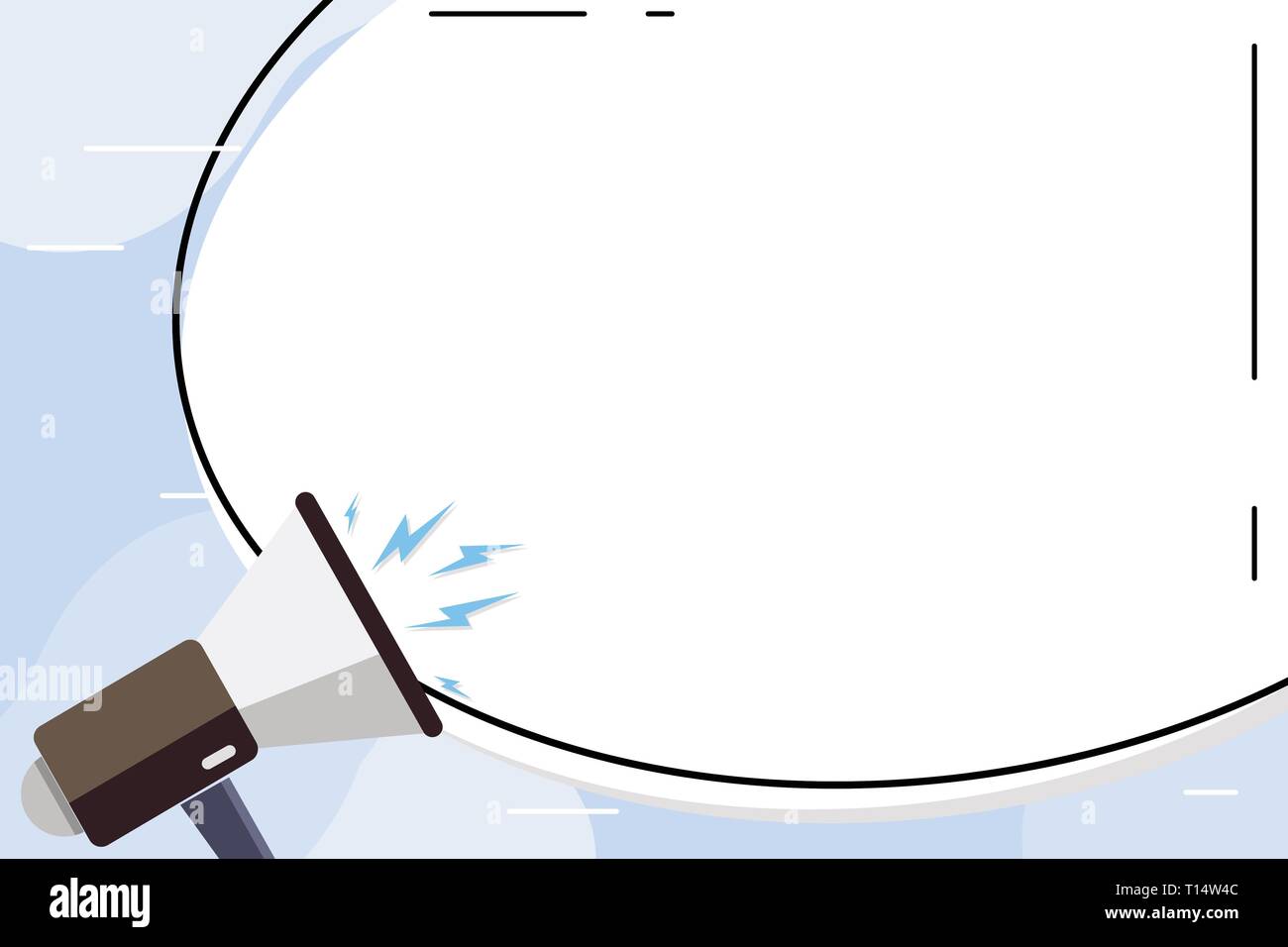 Blank White Huge Oval Shape Sticker and Megaphone Shouting with Volume ...