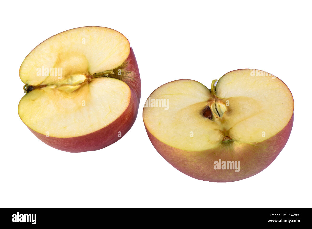 Two halves of fresh apple isolated on white background Stock Photo - Alamy