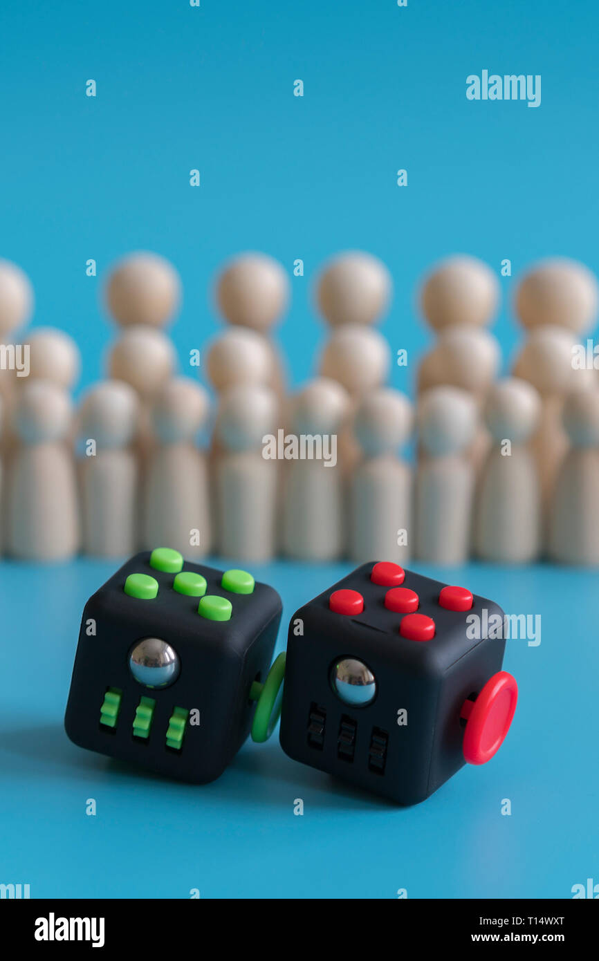 Crowd calm concept. answer how to calm the crowd. Cube stress reliever ...