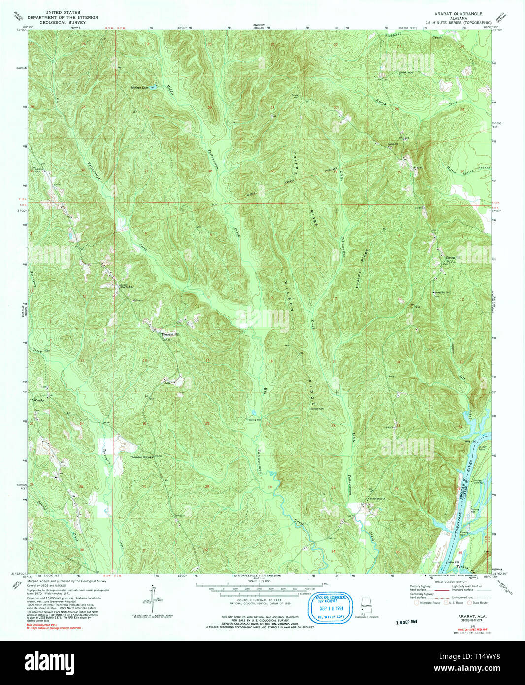 USGS TOPO Map Alabama AL Ararat 303125 1971 24000 Stock Photo - Alamy