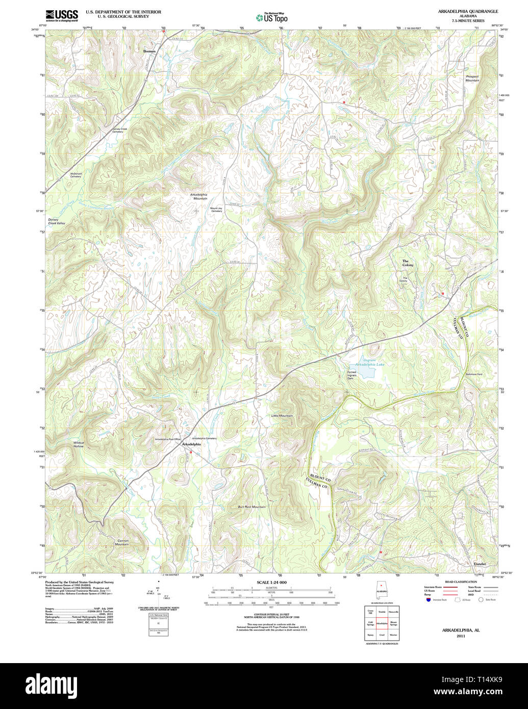 USGS TOPO Map Alabama AL Arkadelphia 20111206 TM Stock Photo - Alamy