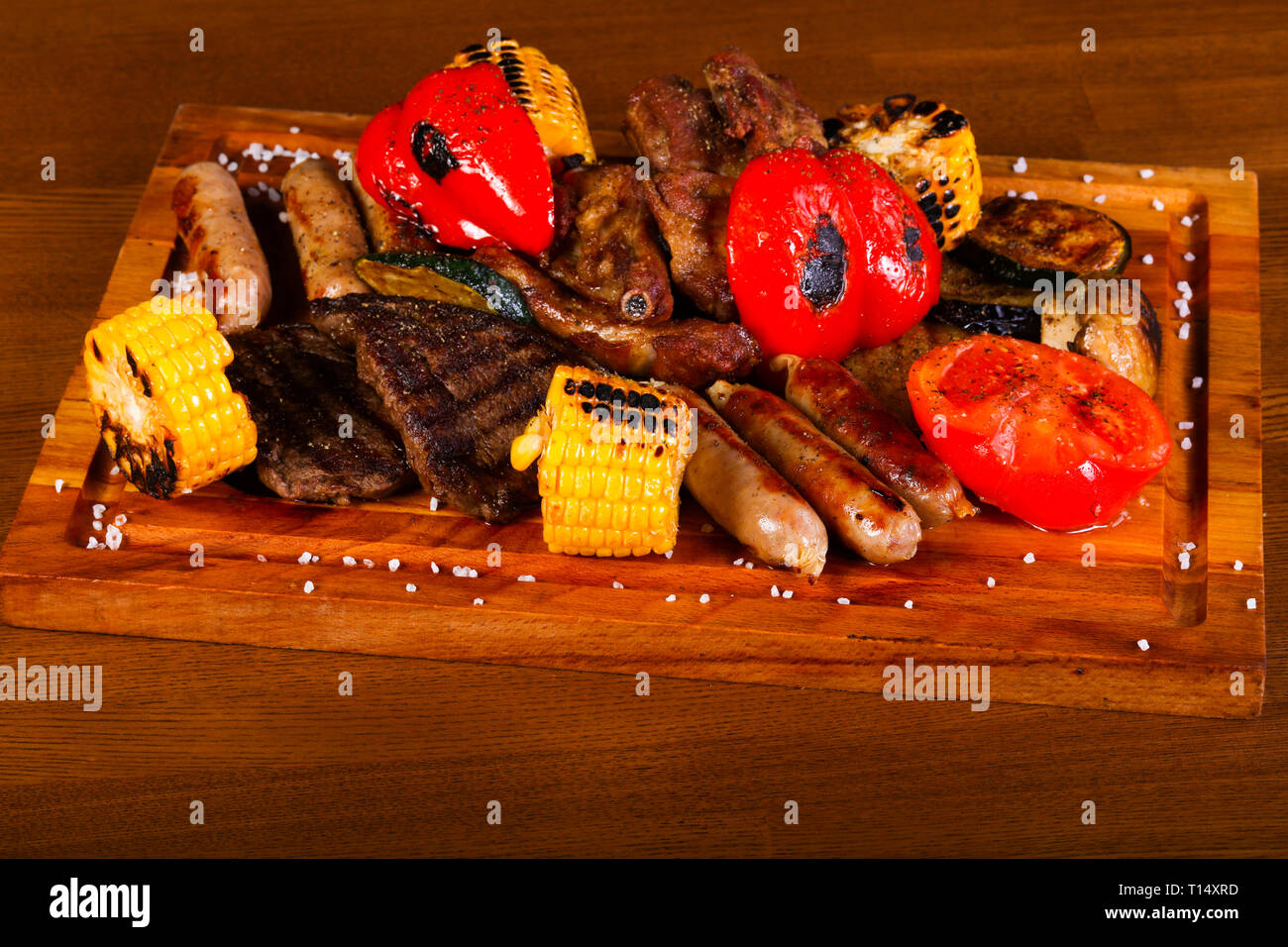 Grilled meat mix plate Stock Photo - Alamy