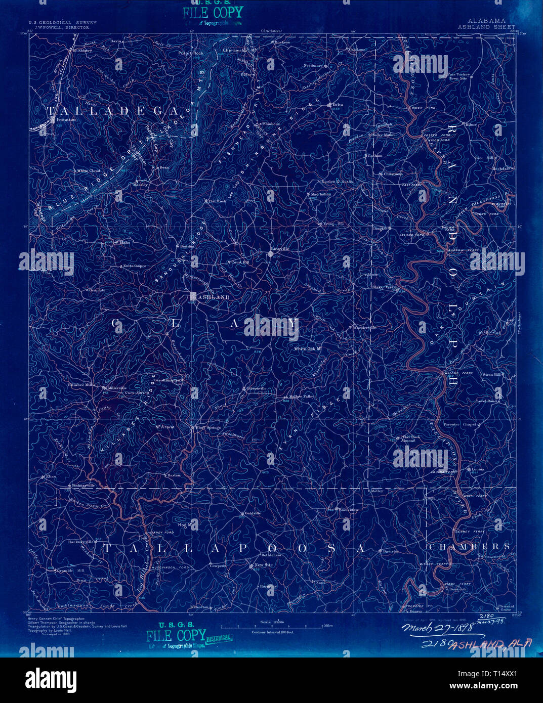 USGS TOPO Map Alabama AL Ashland 305800 1891 125000 Inverted Stock ...