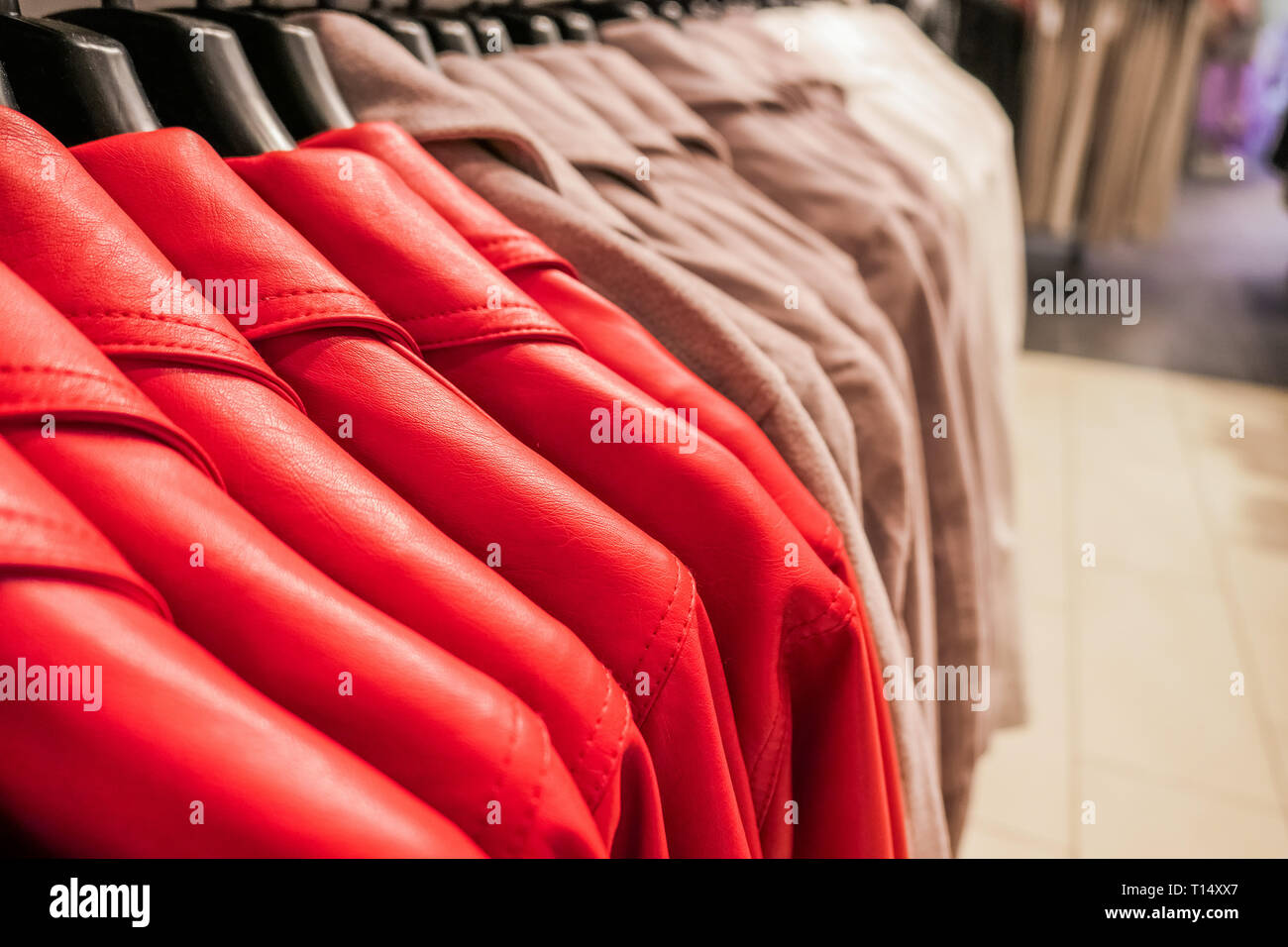 Style, fashion shop and shopping concept - Fashionable casual clothes ...