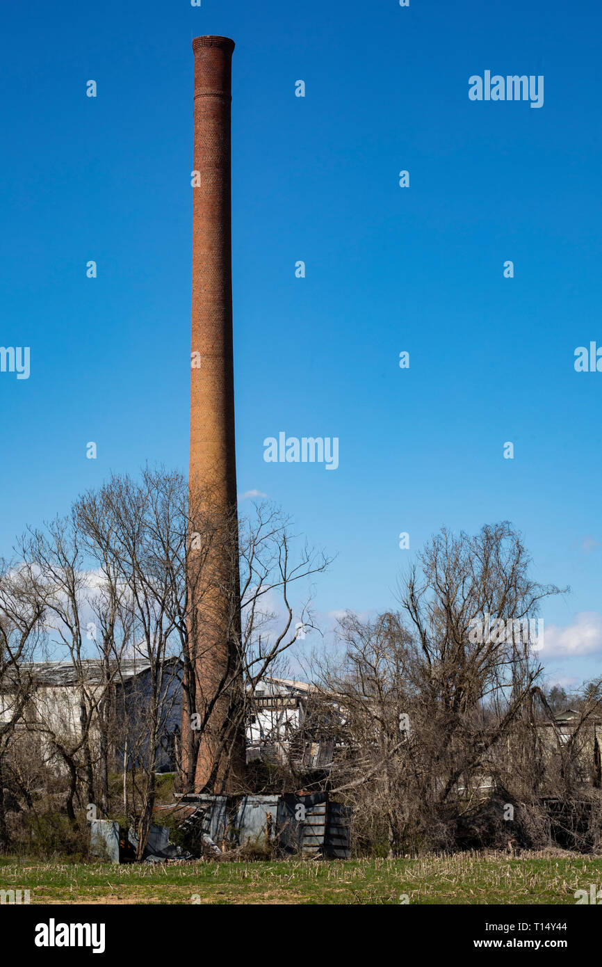 Tall brick smokestack marks the location of an old tannery Stock Photo ...