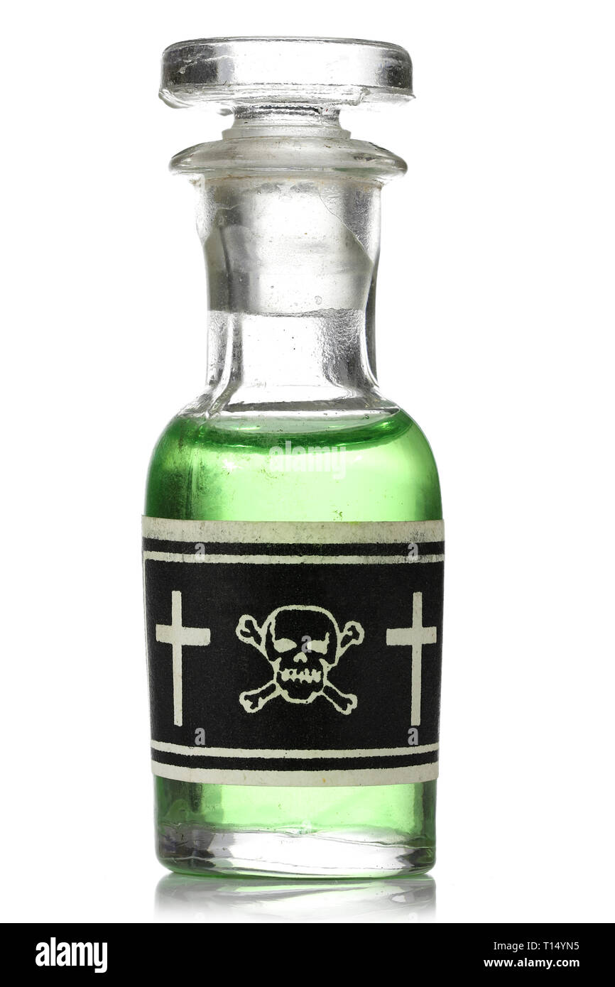 vintage glass bottle of poison isolated on white background Stock Photo ...