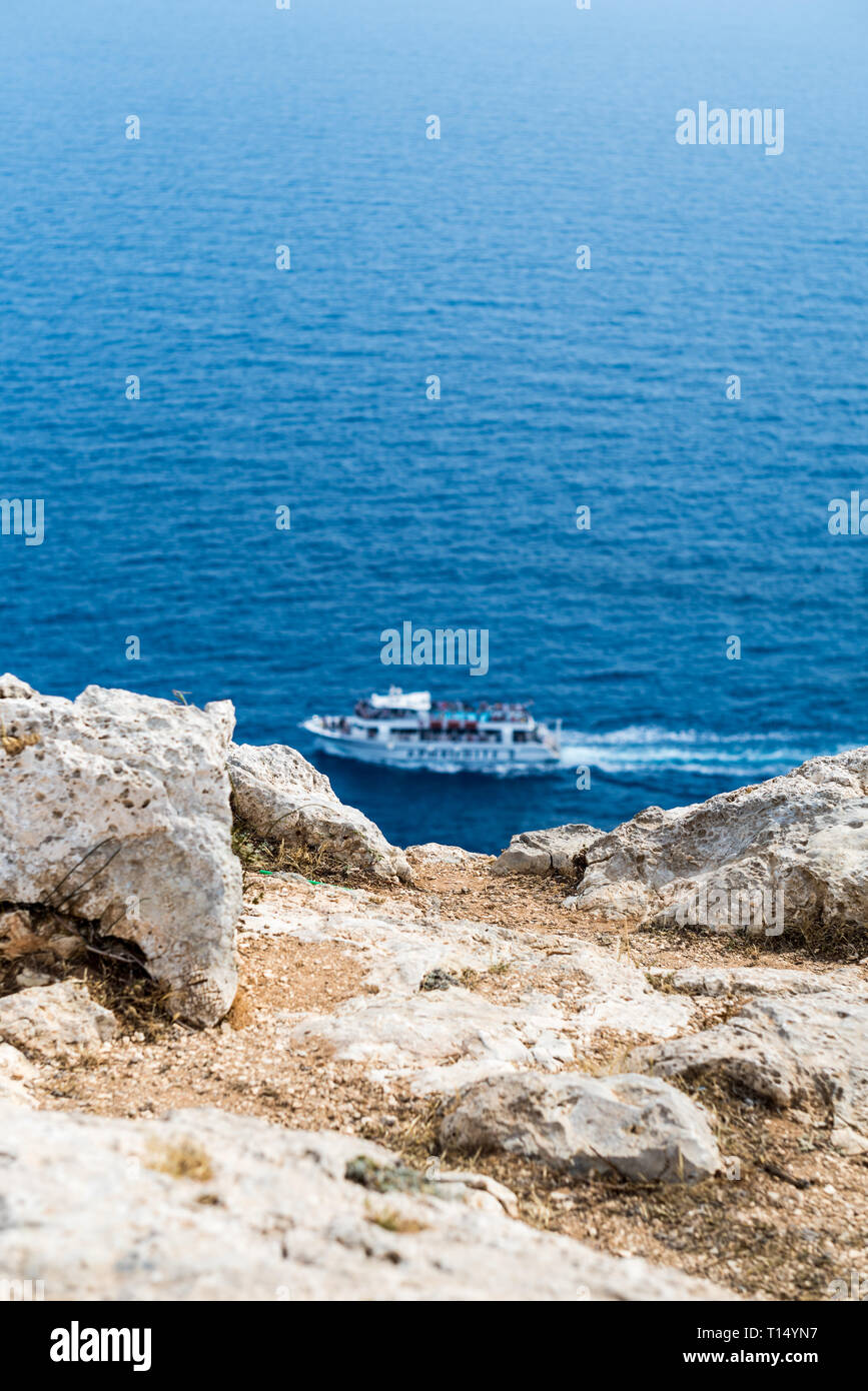 Deep blue Mediterranean sea view from Cape Greco - Cyprus near sea ...