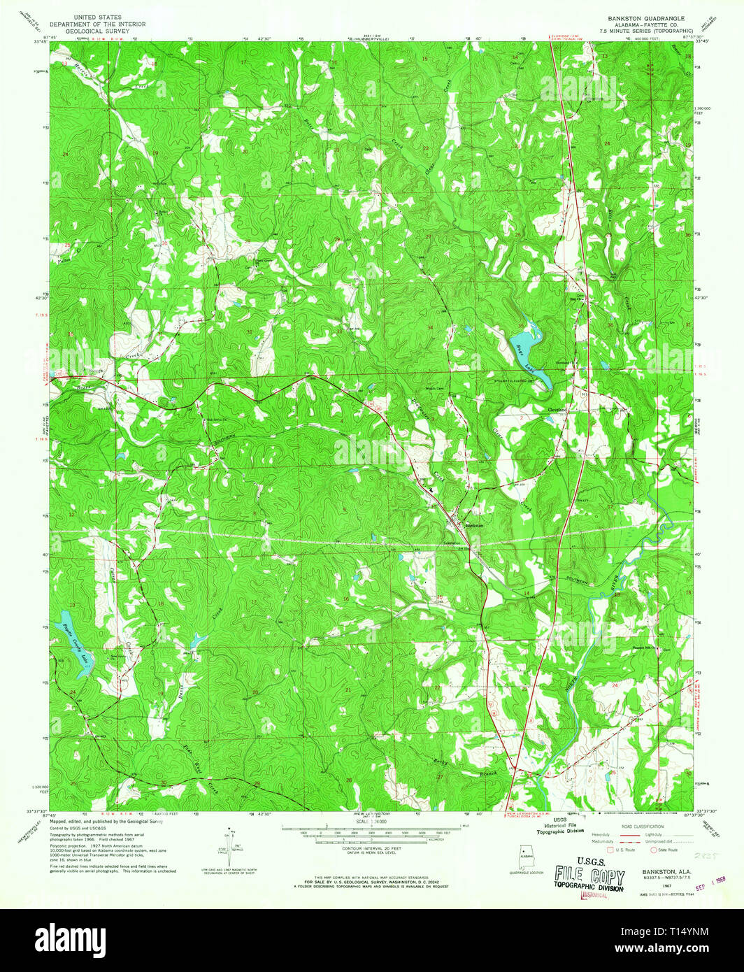 USGS TOPO Map Alabama AL Bankston 303173 1967 24000 Stock Photo - Alamy