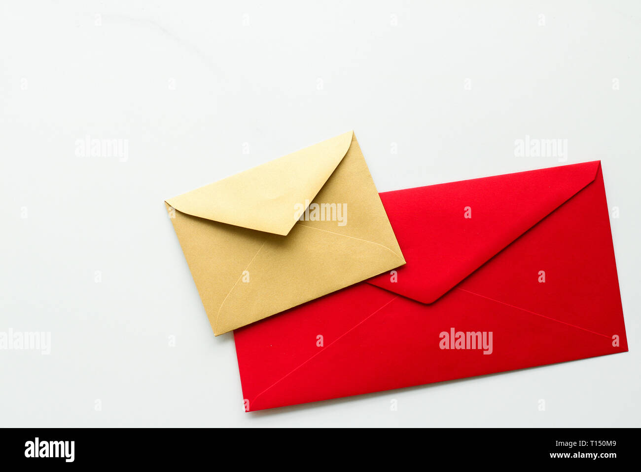 Communication, newsletter and business concept - Envelopes on marble ...
