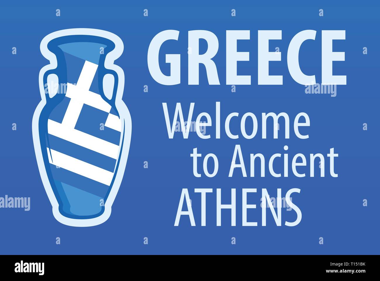 Greece, Welcome to Ancient Athens, Blue invitation banner with ...