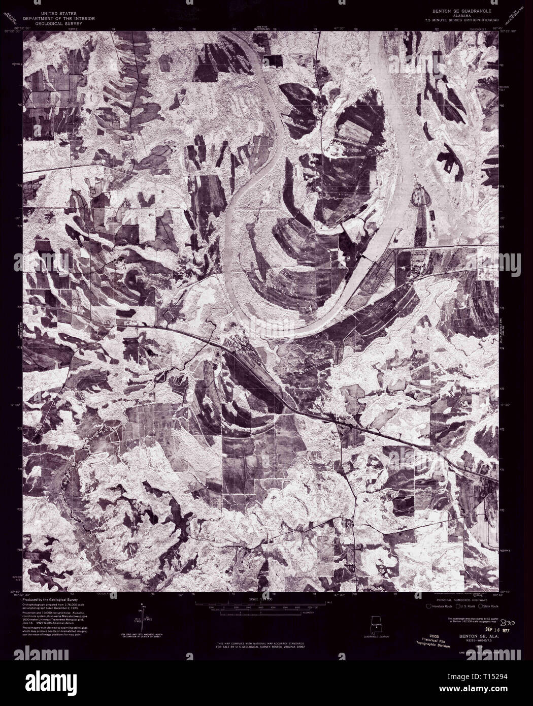 USGS TOPO Map Alabama AL Benton SE 303217 1975 24000 Inverted Stock ...