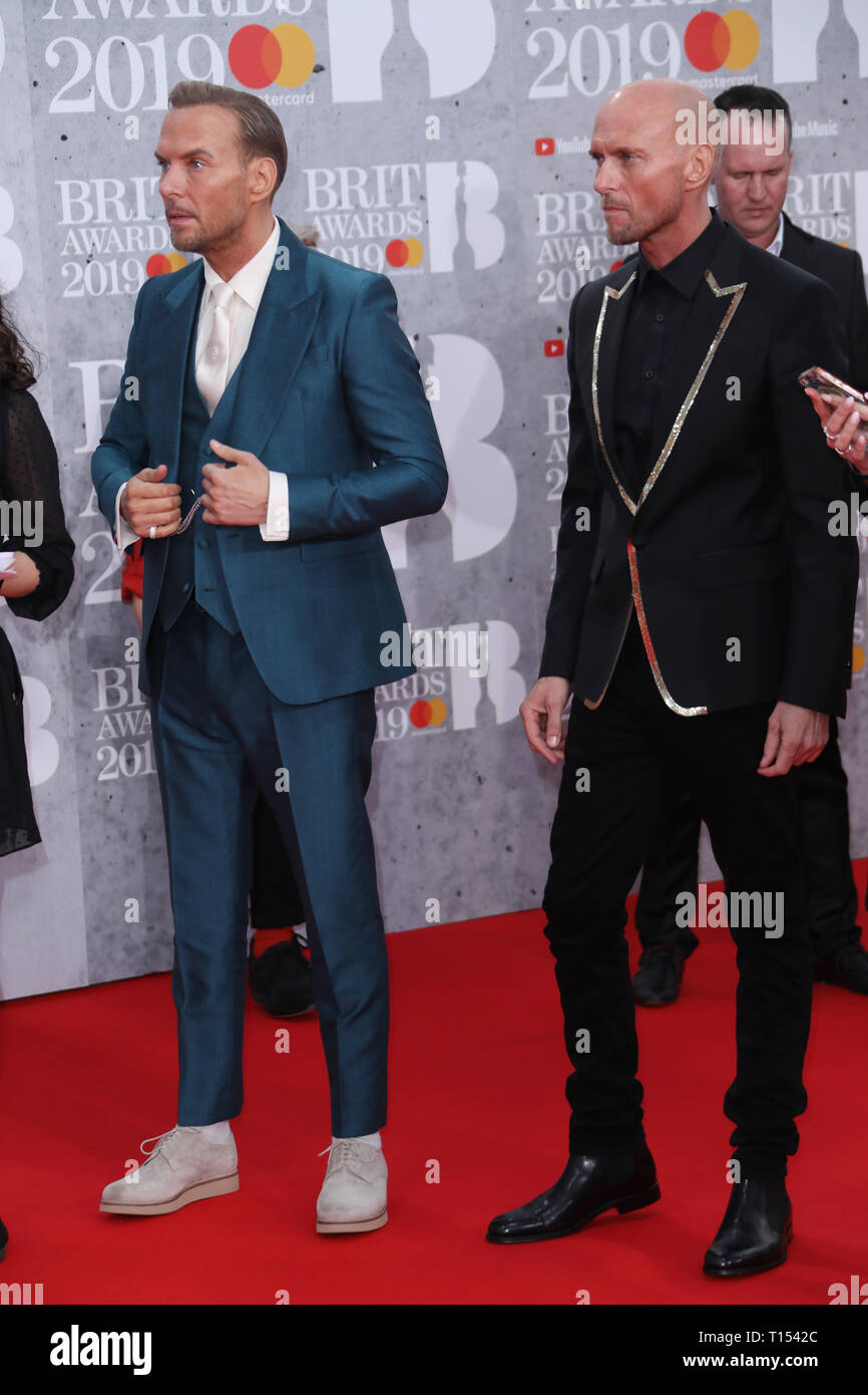 The Brit Awards 2019 held at the O2 - Arrivals Featuring: Matt Goss, Luke Goss, Bros Where ...