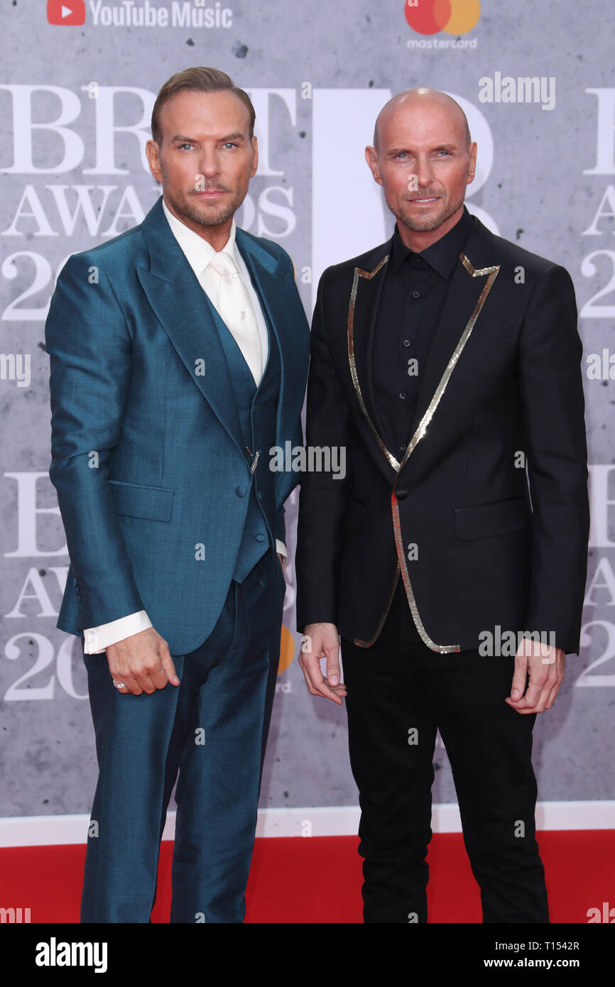 The Brit Awards 2019 held at the O2 - Arrivals Featuring: Matt Goss, Luke Goss, Bros Where ...