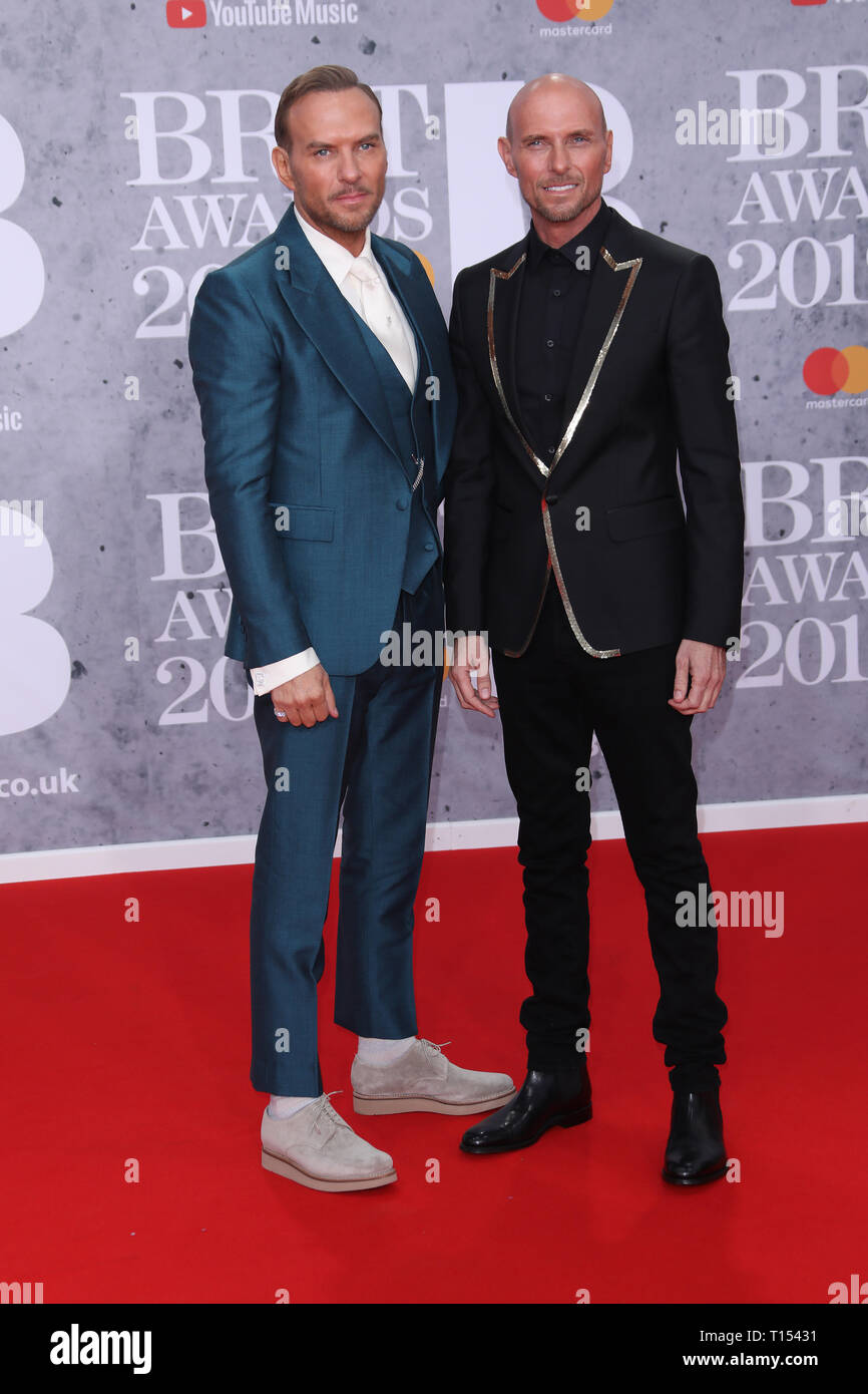 The Brit Awards 2019 held at the O2 - Arrivals Featuring: Matt Goss, Luke Goss, Bros Where ...