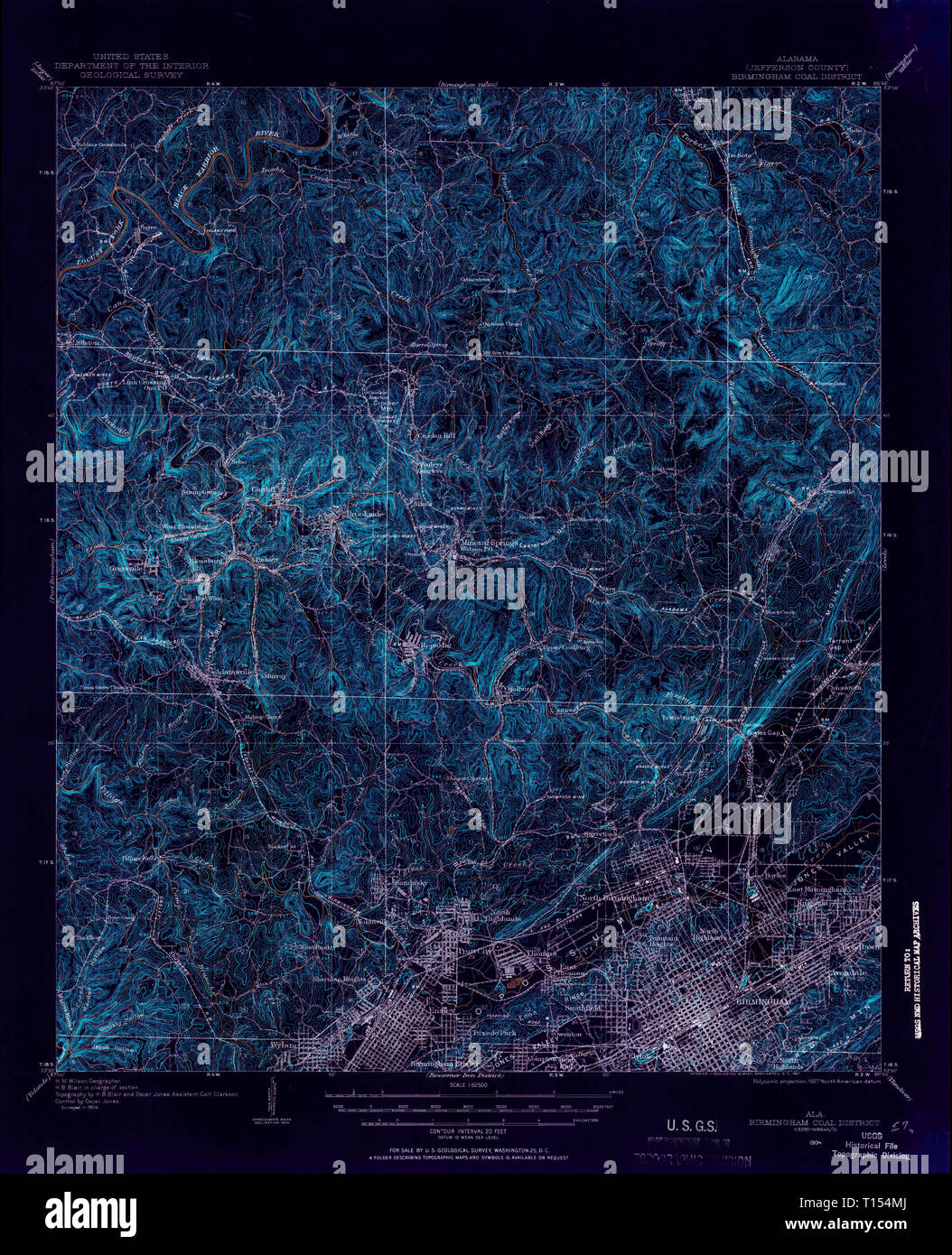 USGS TOPO Map Alabama AL Birmingham Coal District 305502 1904 62500 ...