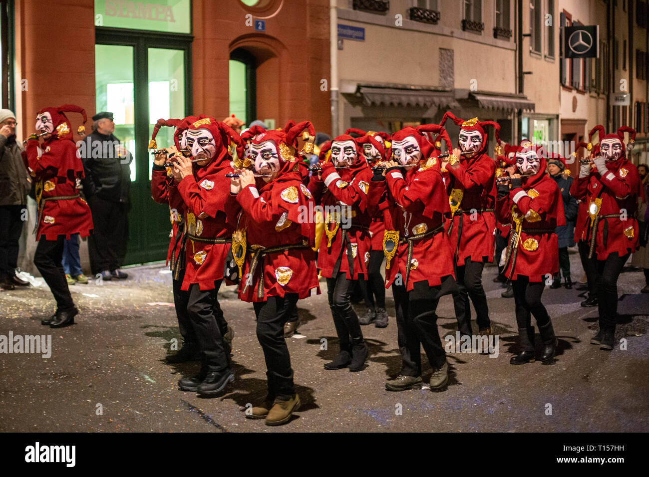 Carnival of Basel 2019 at night Stock Photo - Alamy