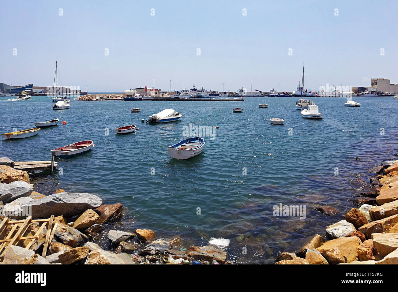 SAN PEDRO - MAY 28 - 2018: a poor port full of fishing boats ready to ...