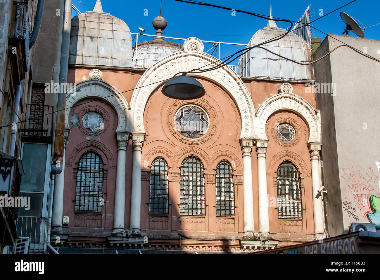 Istanbul, Turkey, 8 June 2018: Synagogue at Pera Yuksek Kaldirim ...