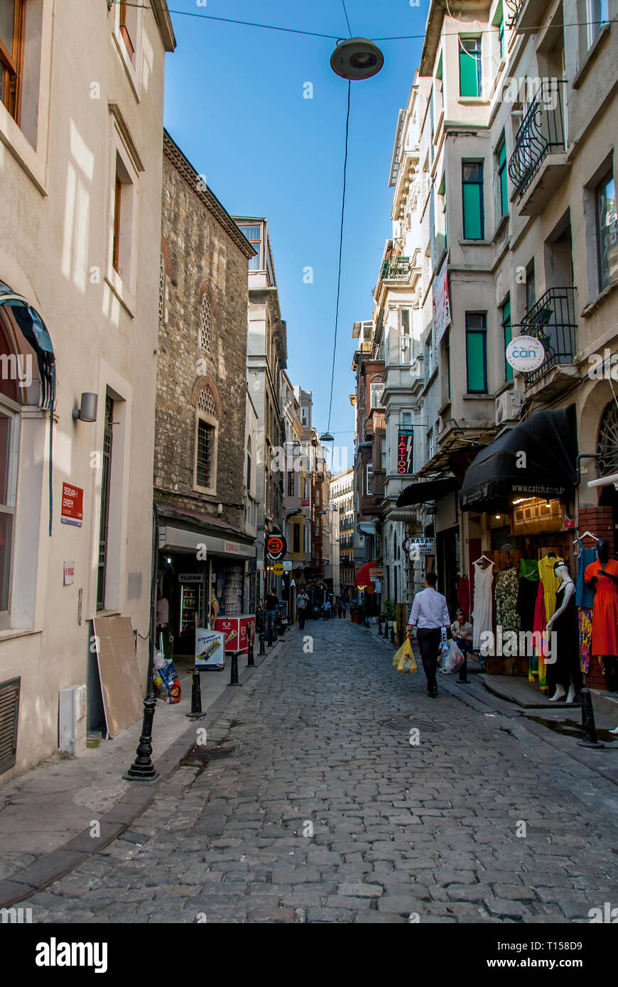 Istanbul, Turkey, 8 June 2018: Buildings of Pera Yuksek Kaldirim ...