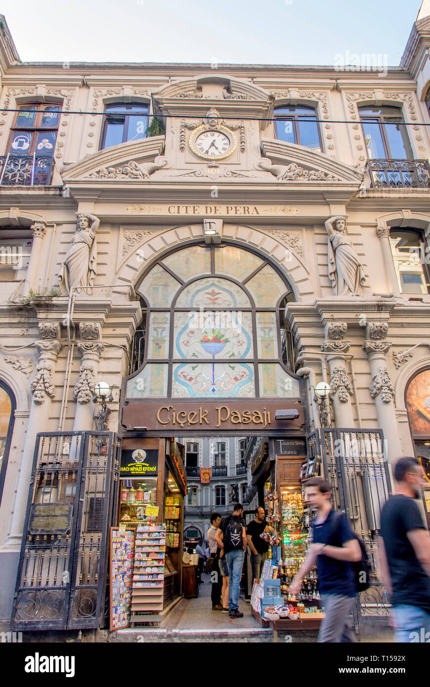Istanbul, Turkey, 8 June 2018: Cicek Passage, Istiklal Avenue, Beyoglu ...
