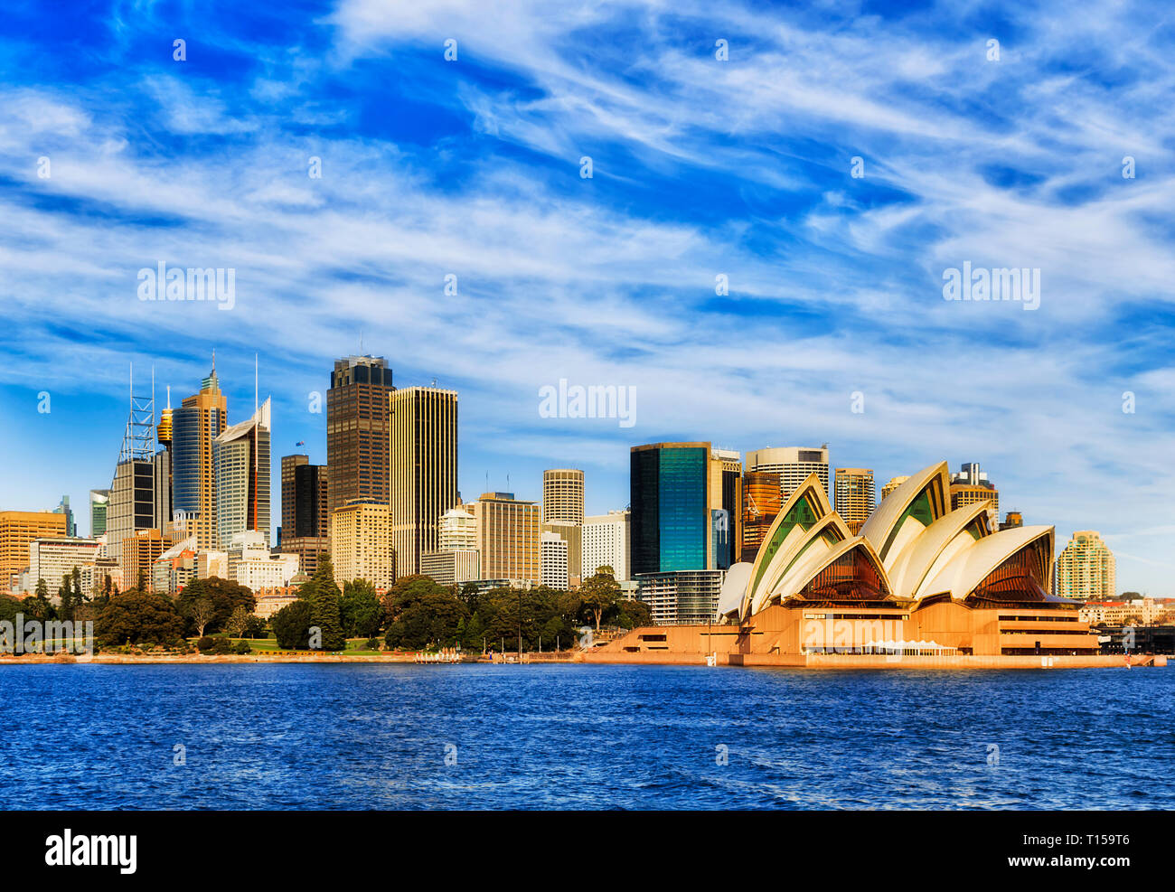 Major Sydney city CBD landmarks on waterfront of SYdney harbour around ...