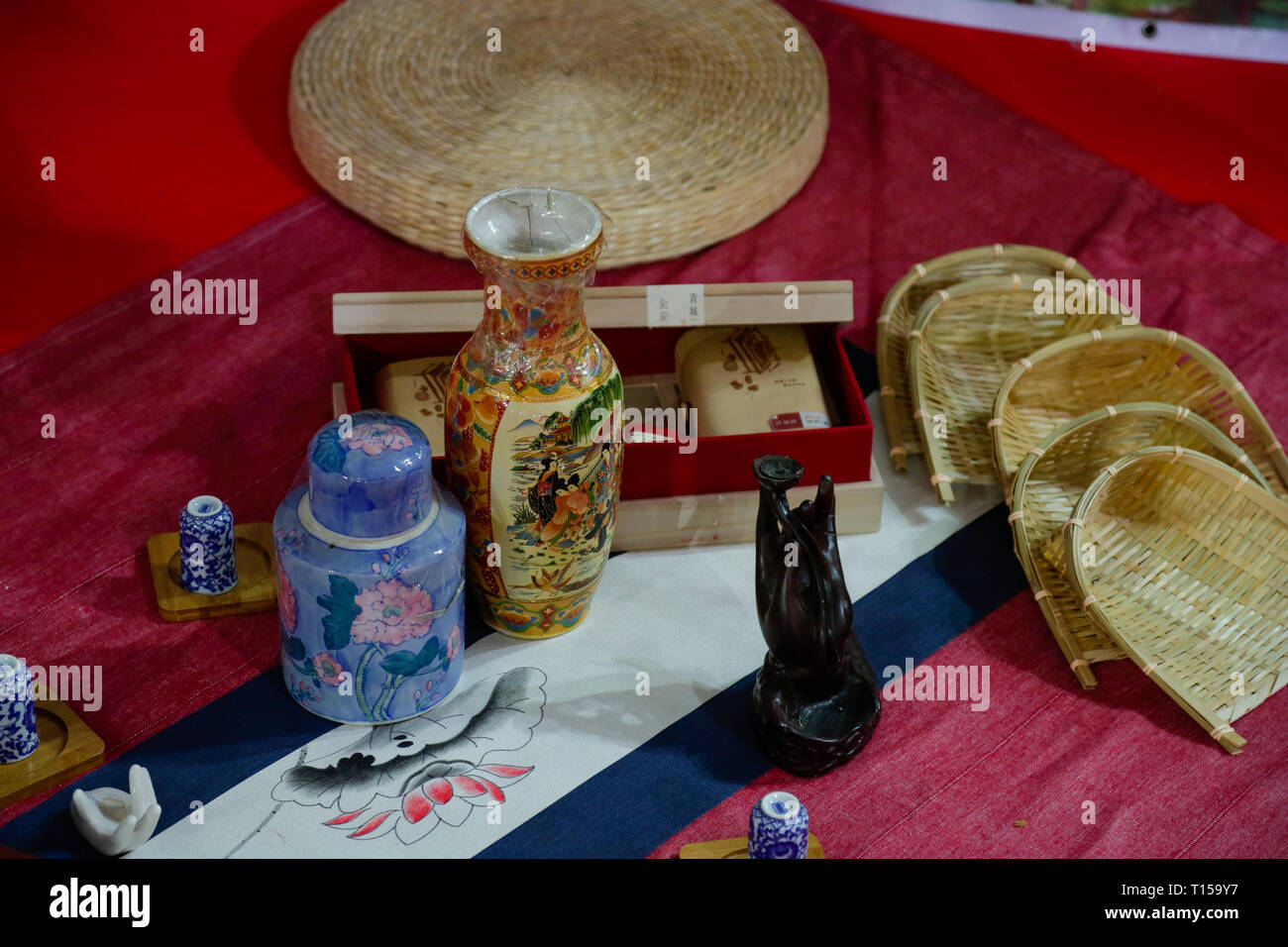 Typical Japanese furniture and objects on soft carpets, interior Stock ...