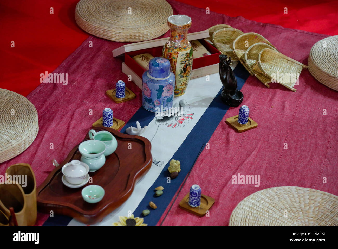 Typical Japanese furniture and objects on soft carpets, interior Stock ...