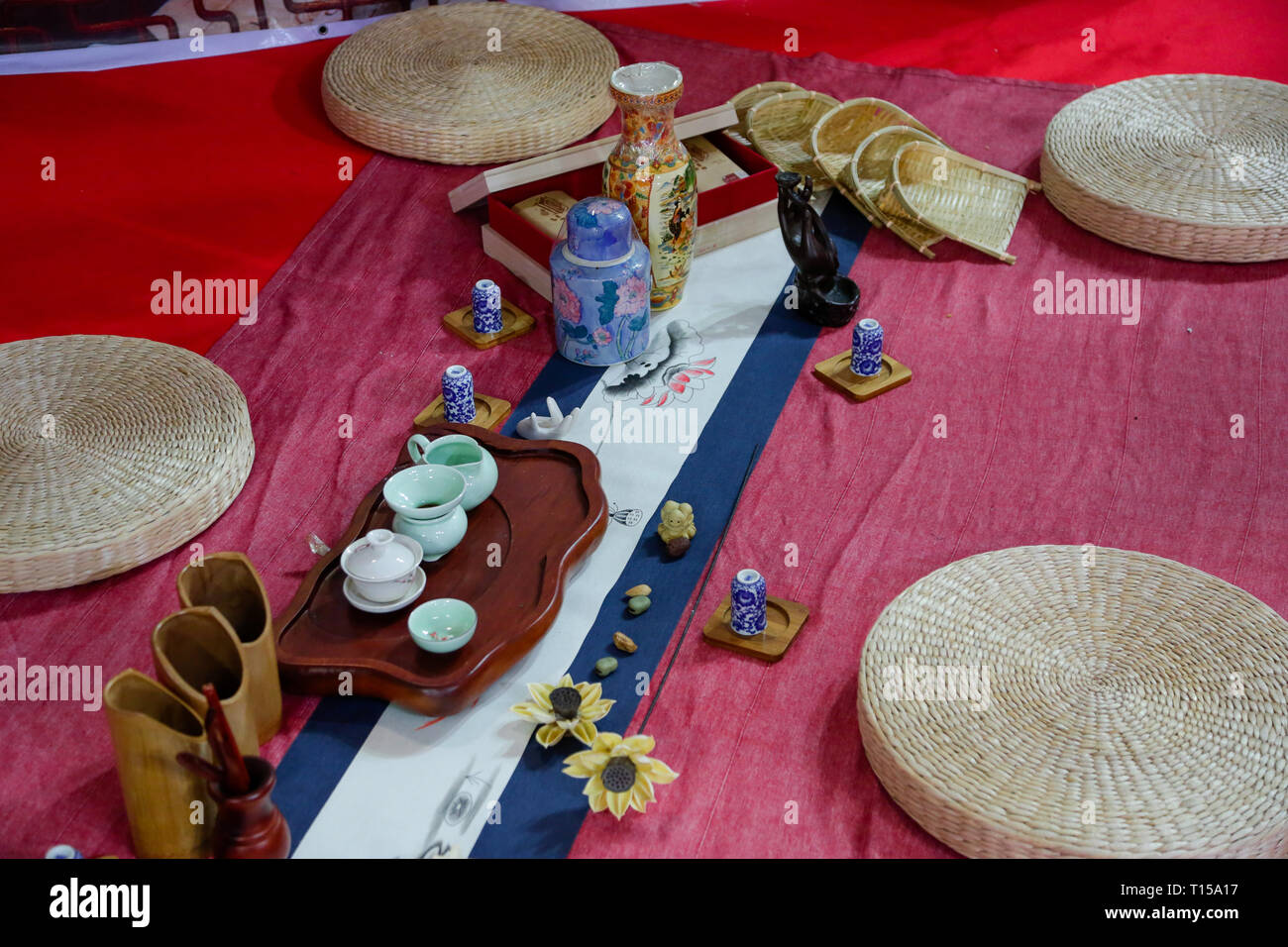 Typical Japanese furniture and objects on soft carpets, interior Stock ...