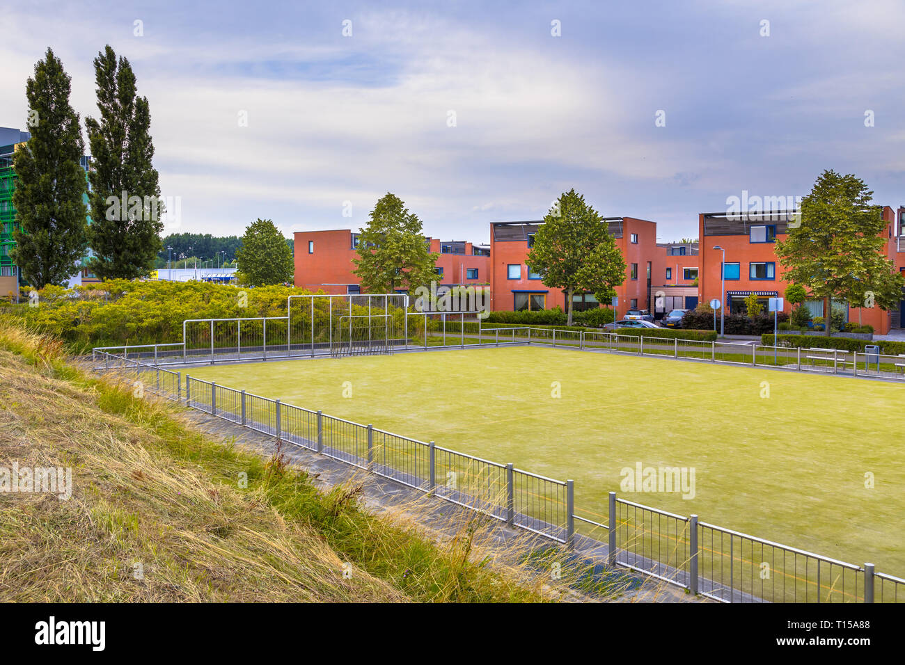Soccer field in urban residential neighborhood Stock Photo - Alamy