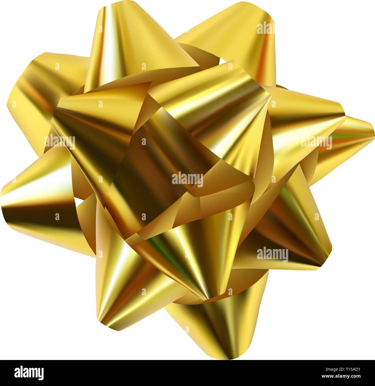 Golden ribbon gift bow isolated on white background. vector ...