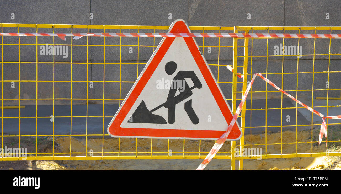 road works sign Stock Photo - Alamy