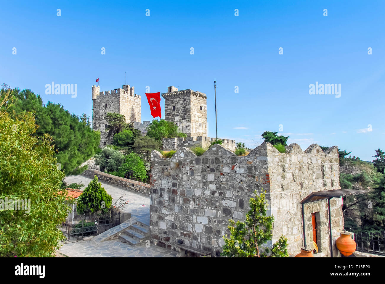 Bodrum, Turkey, 19 May 2010: Bodrum Castle with Turkish Flag Stock ...
