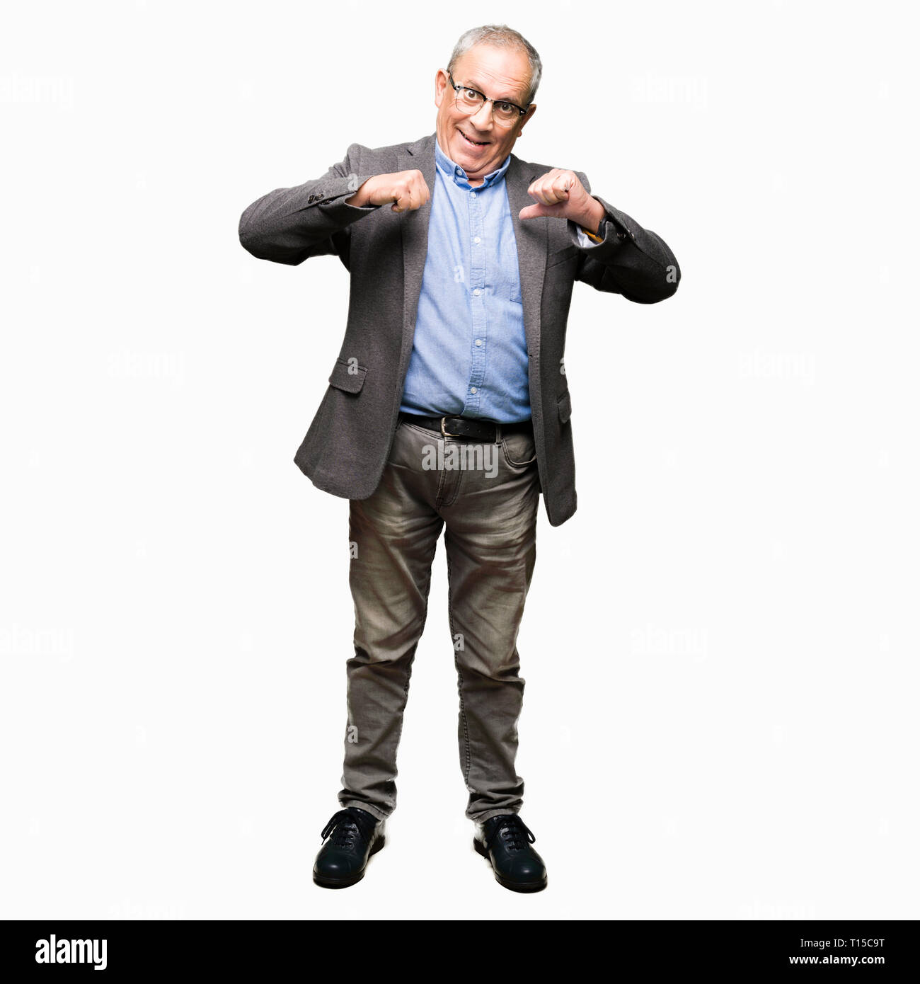 Old man pointing at himself Cut Out Stock Images & Pictures - Alamy
