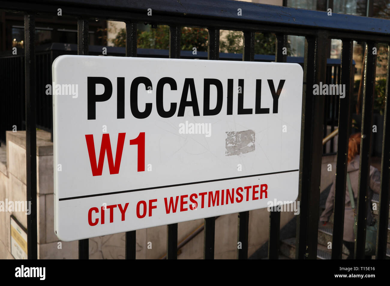 Piccadilly W1 street sign, Mayfair, London, England, UK Stock Photo - Alamy