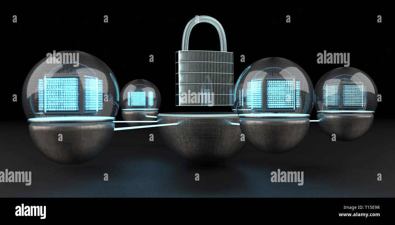 The data is protected and locked, 3D Illustration Stock Photo - Alamy